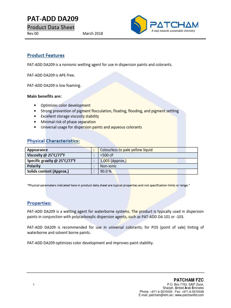 PDS Pat Add Da 209 | Download Free PDF | Paint | Applied And ...