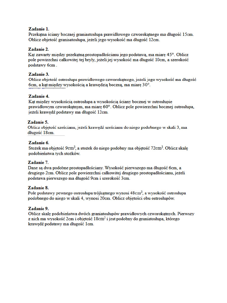 Stereometria Zadania | PDF