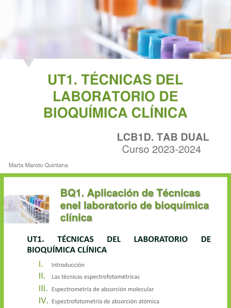 UT1 - TAB - TECNICAS DE ANÁLISIS BIOQUIMICO Parte I | PDF | Ligero | Radiación electromagnética