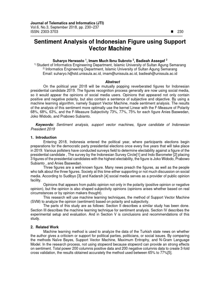 Sentiment Analysis Of Indonesian Figure Bfed611e Pdf Support Vector Machine Accuracy And