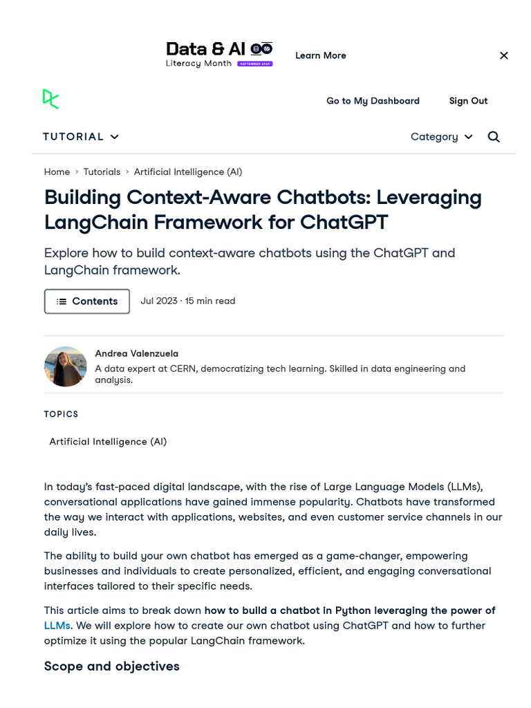 Chatbot Development With ChatGPT & LangChain A Context-Aware Approach DataCamp | PDF ...
