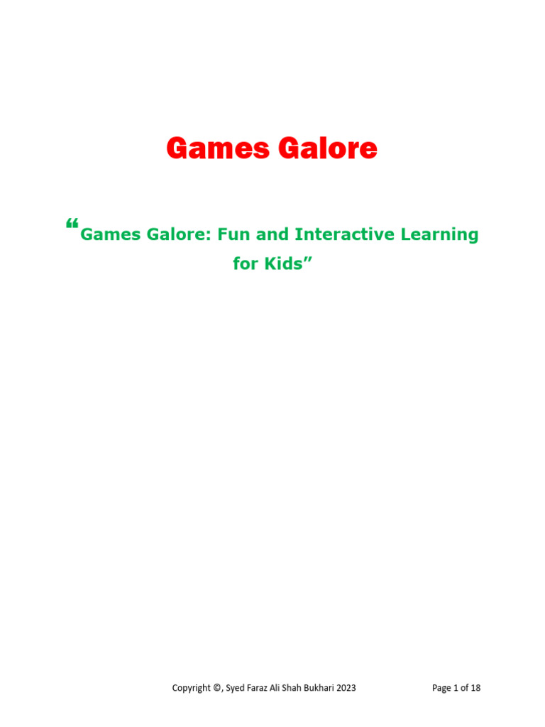 GAME Galore | PDF