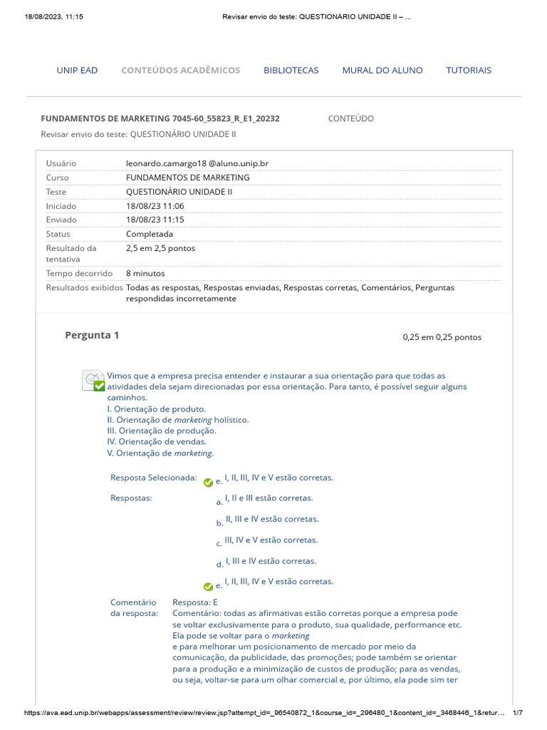 QUESTIONÁRIO UNIDADE Il - Fundamentos MKT | PDF | Marketing | Monopólio