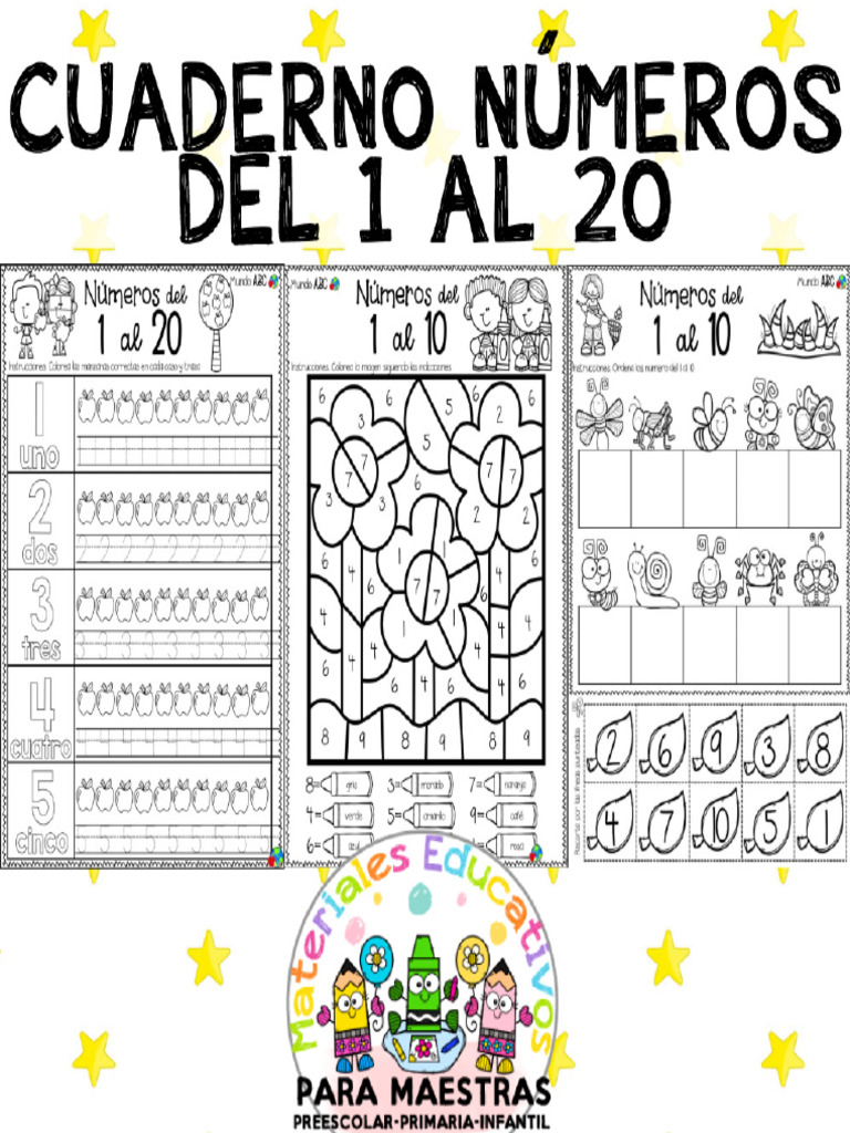 Cuaderno Con Números Del 1 Al 20 Recopilado Por Materiales Educativos ...