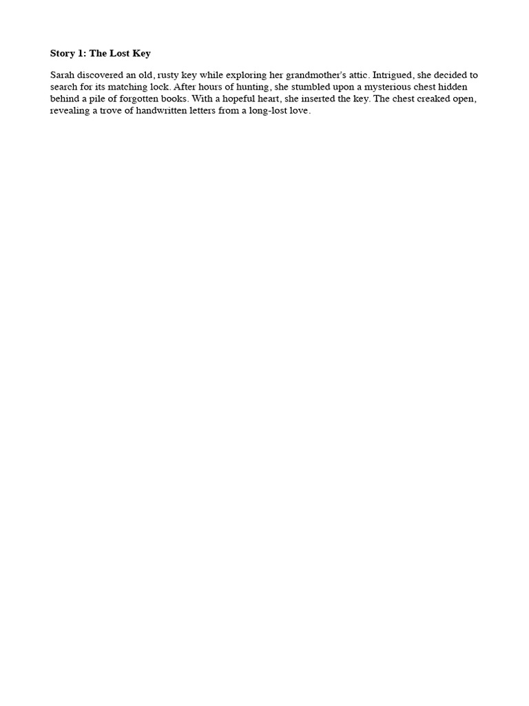 The Lost Key: A Short Mystery Story | PDF | Mystery, Thriller & Crime ...