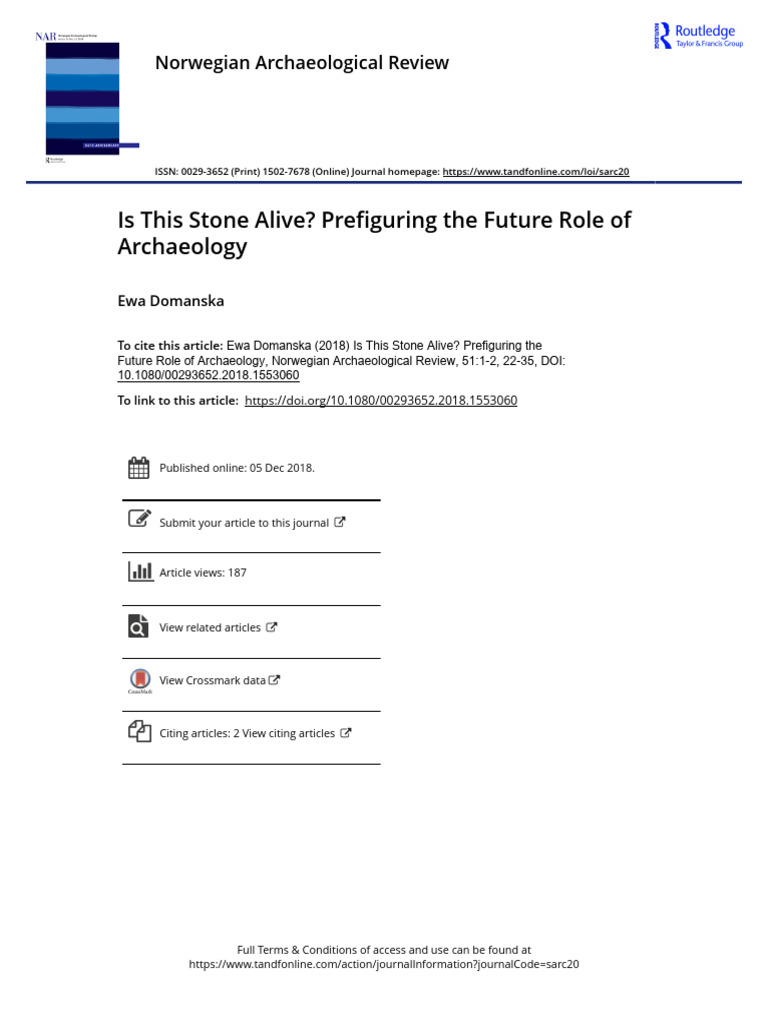 Domanska, Is This Stone Alive. Prefiguring The Future Role of Archaeology | PDF | Science ...