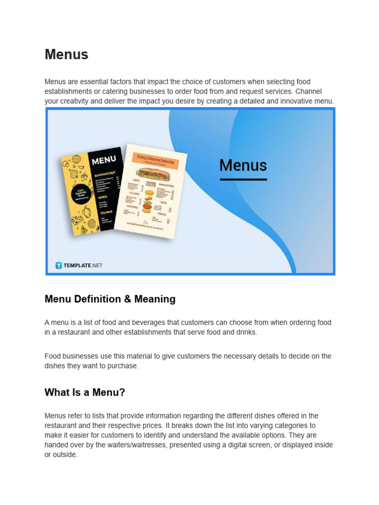 Menu PDF | PDF | Menu | Restaurants