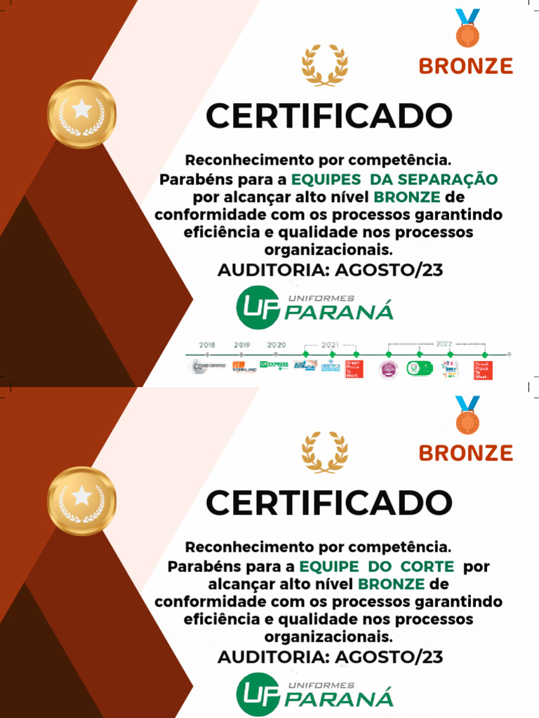 Modelo de Certificado para Auditoria - BRONZE | PDF