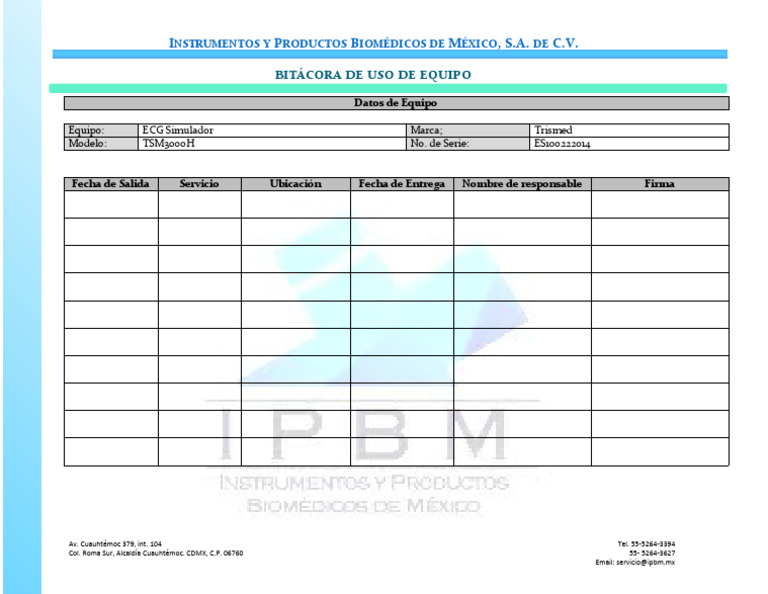 Formato Bitacora de Equipo IPBM | PDF