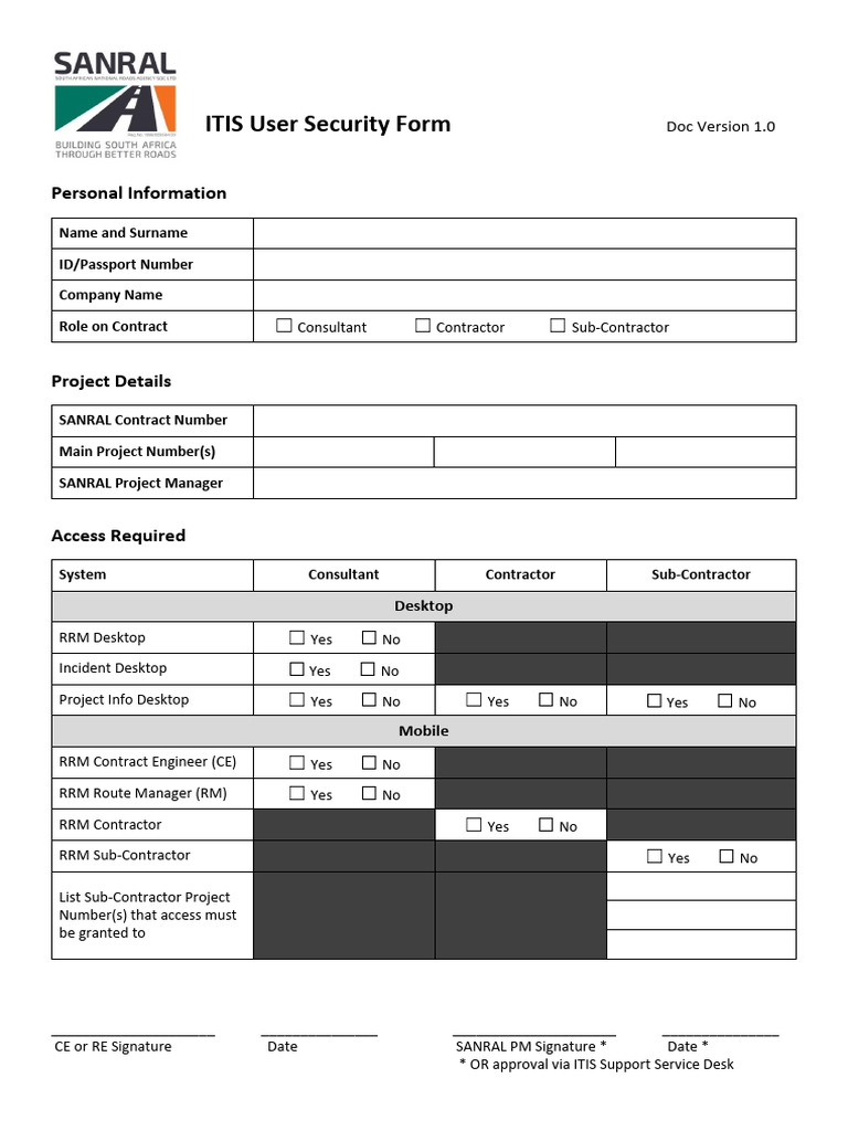 ITIS User Security Form | PDF