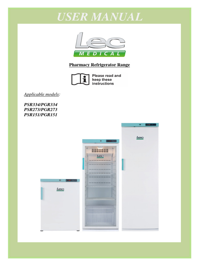 Lec Medical Pharmacy Refrigerator Manual | PDF | Ac Power Plugs And ...