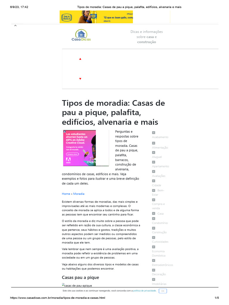 Tipos De Moradia Casas De Pau A Pique Palafita Edifícios Alvenaria