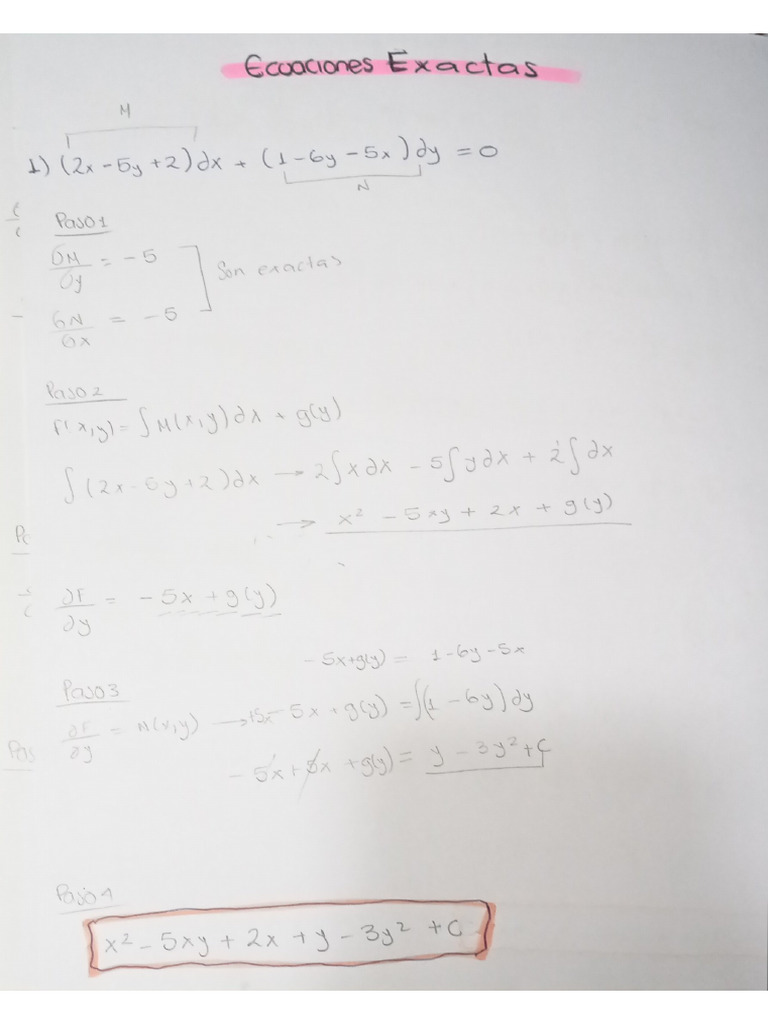 Ecuaciones Diferenciales Exactas | PDF
