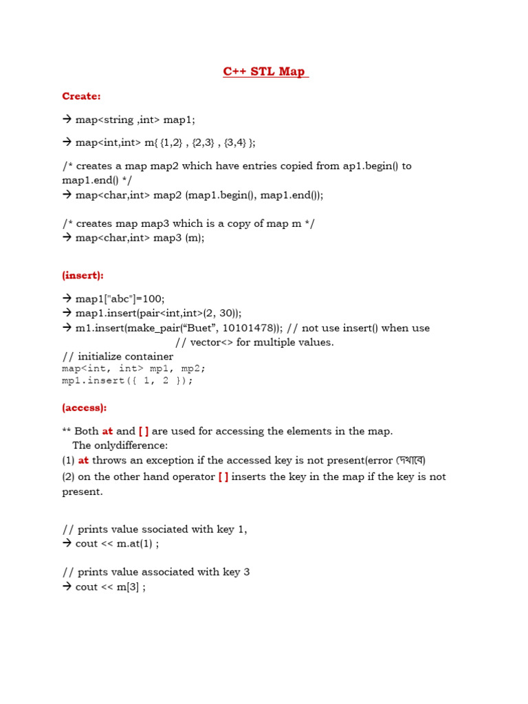 C++ STL Map Basic | PDF | Software Development | Computing