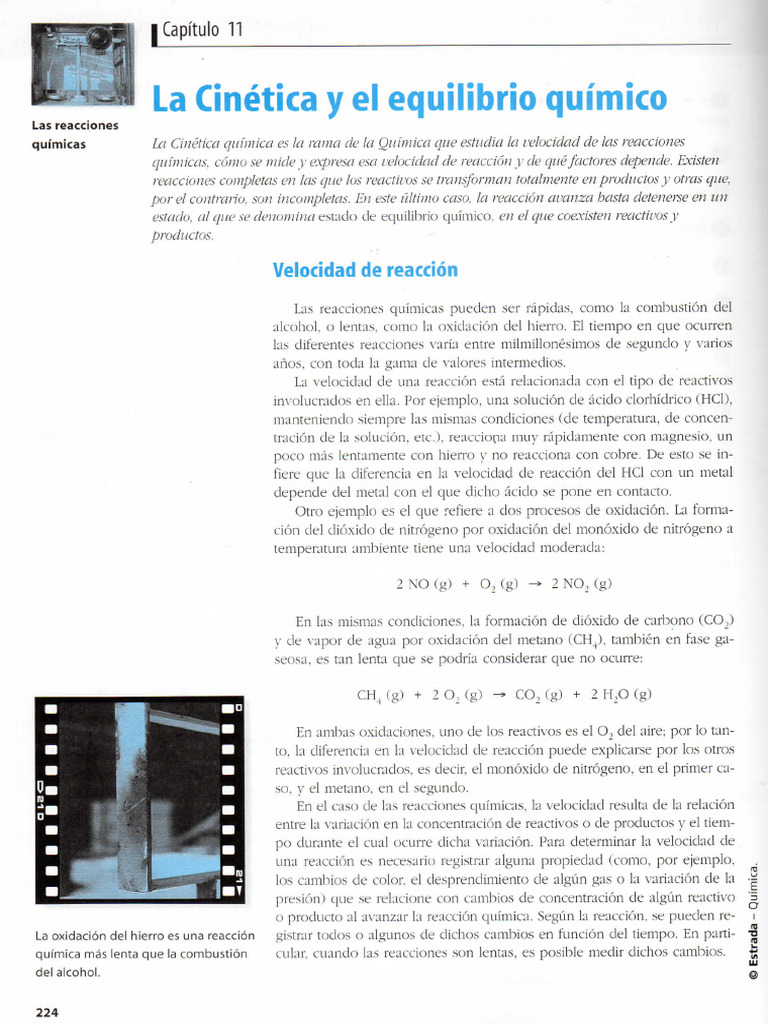La Cinética y El Equilibrio Químico. Candás | PDF | Reacciones químicas | Gases