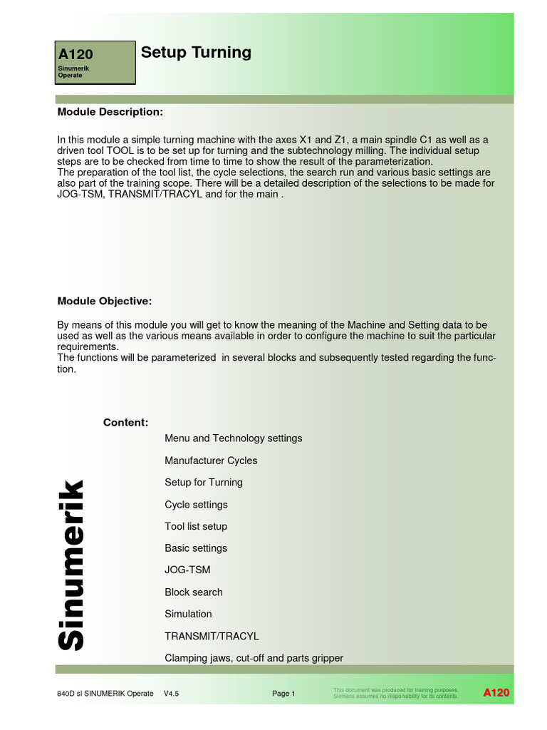 A120 Setup Turning 0405 en | PDF