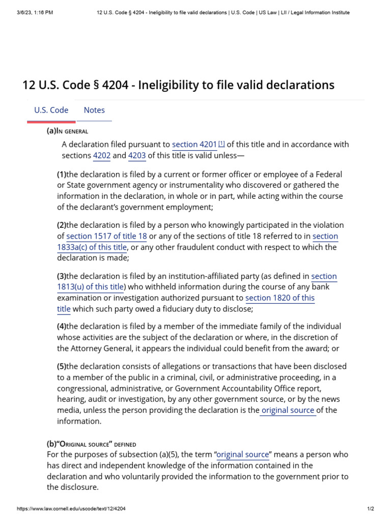 12 U.S. Code 4204 - Ineligibility To File Valid Declarations - U.S ...
