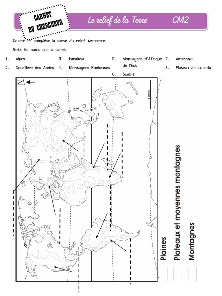 Carte et Caractéristiques du Relief Terrestre | PDF | Désert | Montagnes