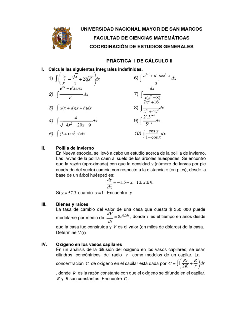 PD1 - Calculo 2 - 2023 - II - FCM | PDF