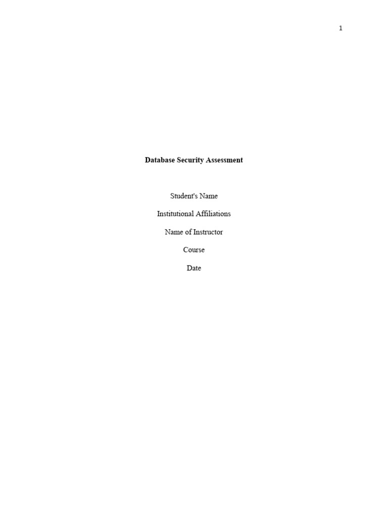 Database Security Assessment - Edited | PDF | Encryption | Databases