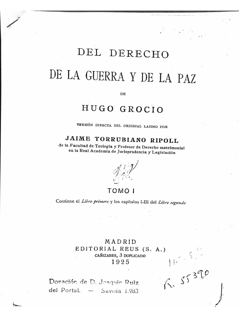 Grocio - de La Guerra y de La Paz | PDF