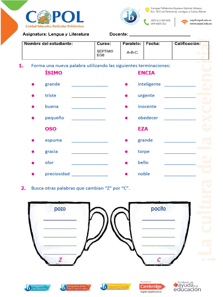 Ortografía Uso de La C, S y Z.docx | PDF
