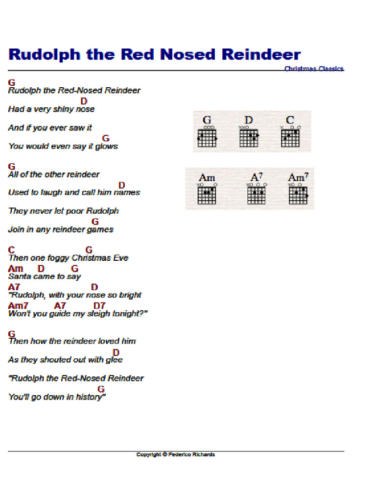 Rudolph The Red Nose Reindeer - Guitar Chords | PDF