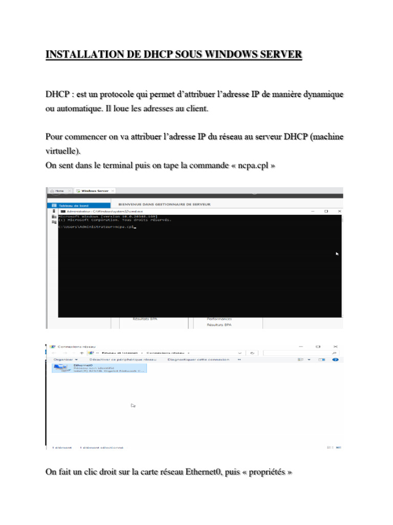 Installation de DHCP Sous Windows Server | PDF | Finance & Money Management