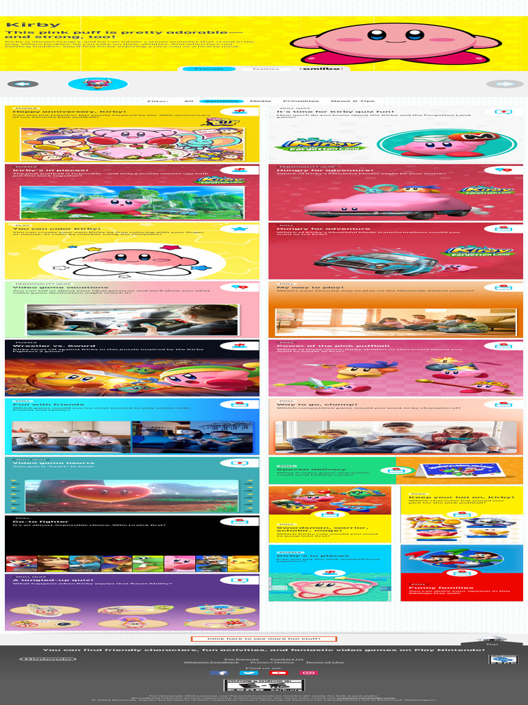 Kirby 30th Anniversary Fun Activities | PDF | Nintendo