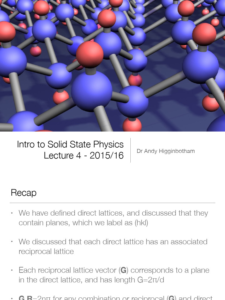 Diffraction Theory in Solid State Physics | PDF | Scattering | Wavelength