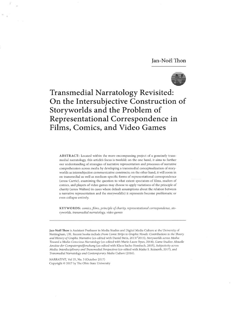 Thon Transmedial Narratology Revisited | PDF | Terminator (Franchise ...