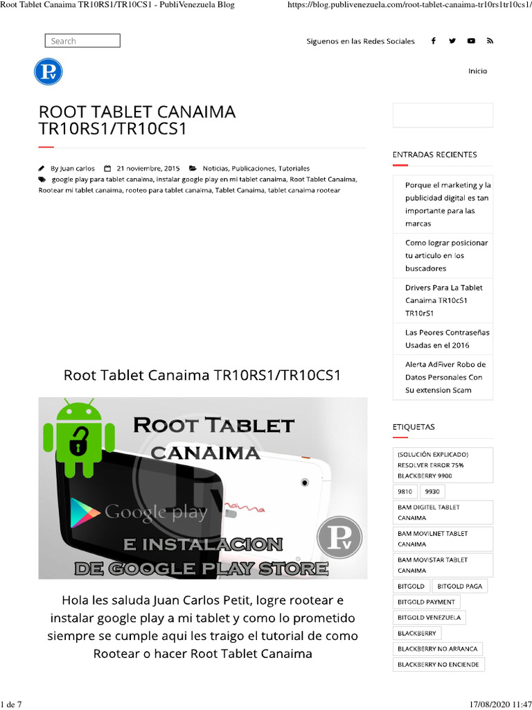 Root Tablet Canaima TR10RS1 - TR10CS1 - PubliVenezuela Blog | PDF ...