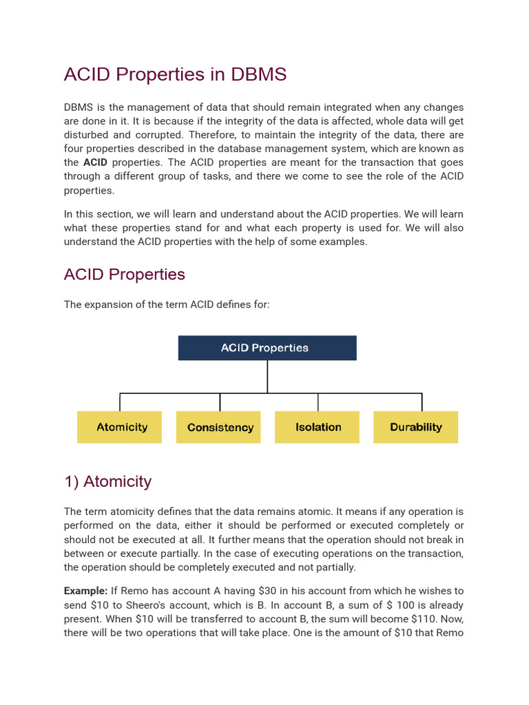 ACID Properties in DBMS | PDF | Acid | Database Transaction