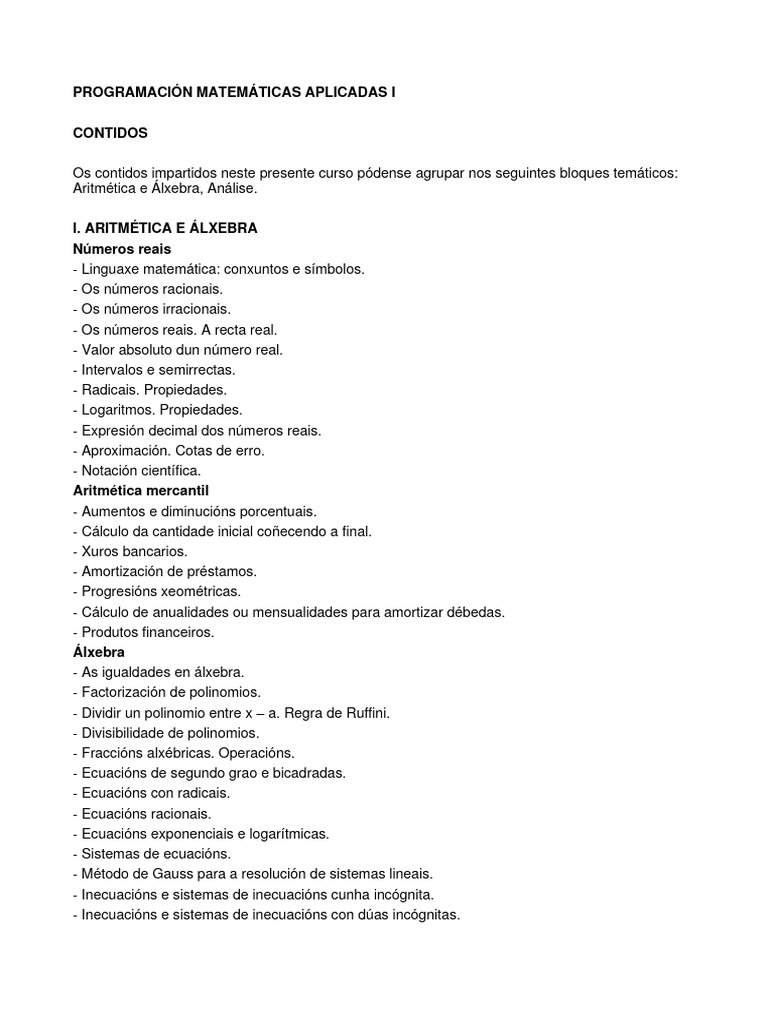 Programacion Matematicas I Ccss2023 2024 | PDF