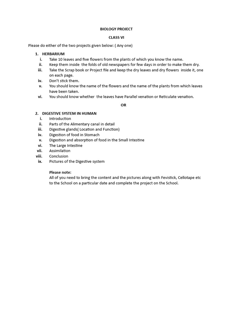 Biology Project Class 6 | PDF