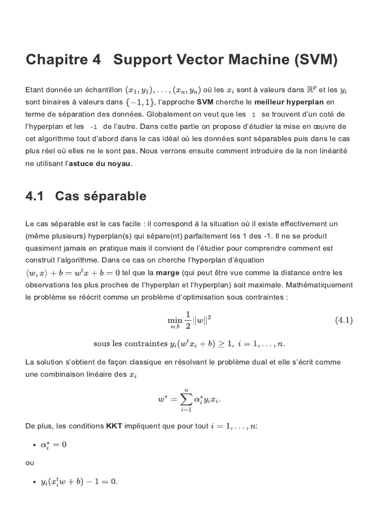 Chapitre 4 Support Vector Machine (SVM) - Machine Learning | PDF