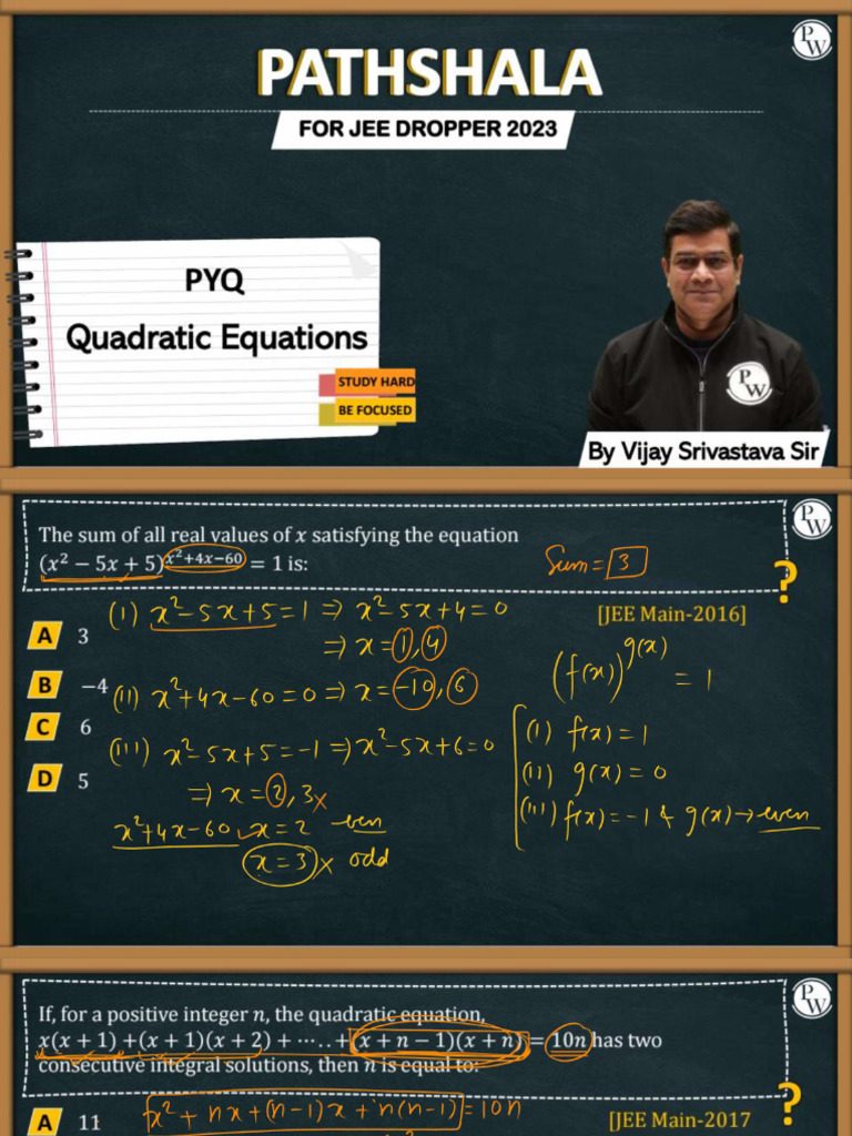 Quadratic Equation - 09 - Class Notes | PDF