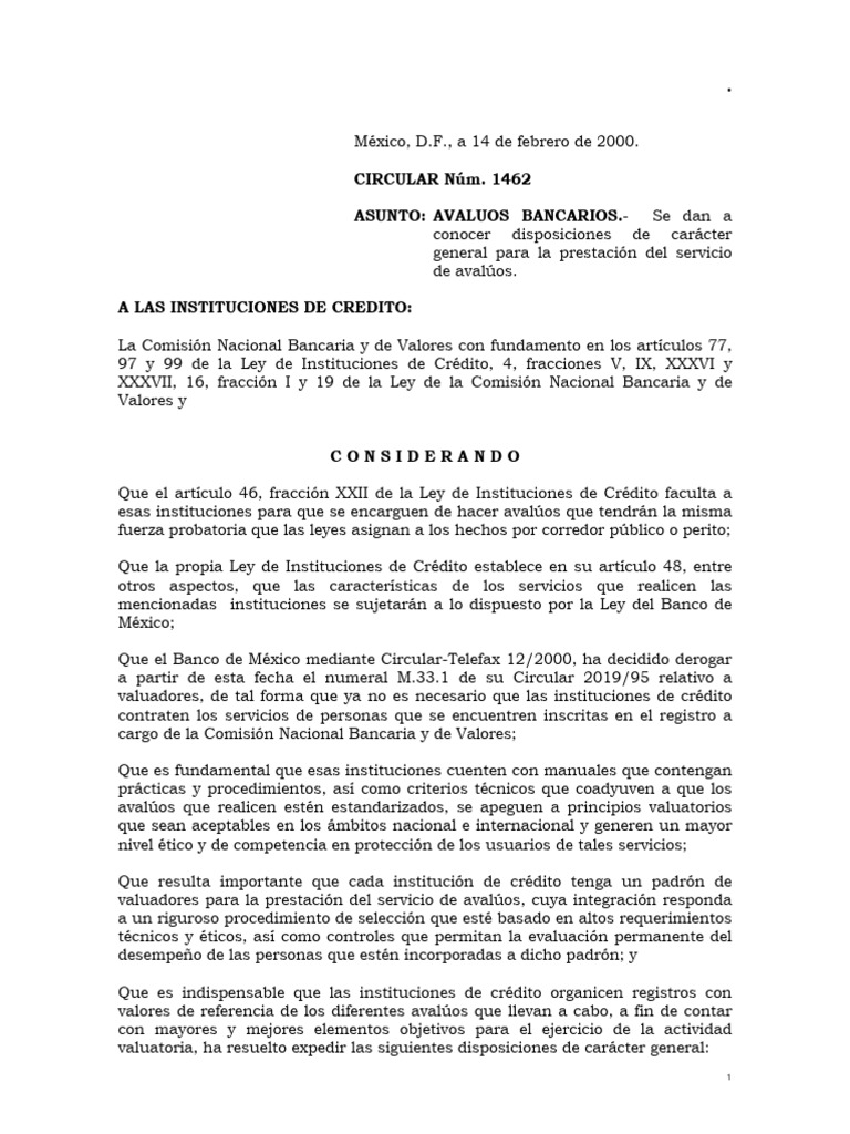 Circular 1462 CNBV MEX | PDF