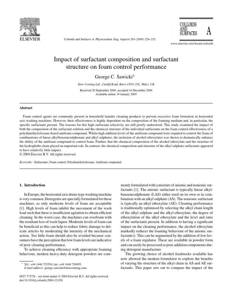 Impact Of Surfactant Composition And Surfactant Structure On Foam