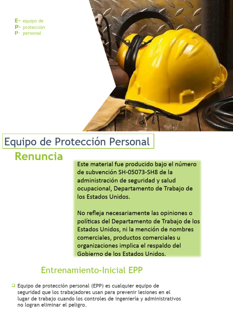 Equipo de Protección Personal (Personal Protection Equipment) | PDF | Administración de ...