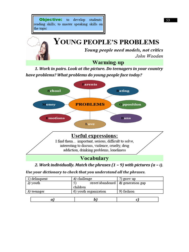 Unit 7. Young Peoples Problems | PDF | Adolescence | Interpersonal ...