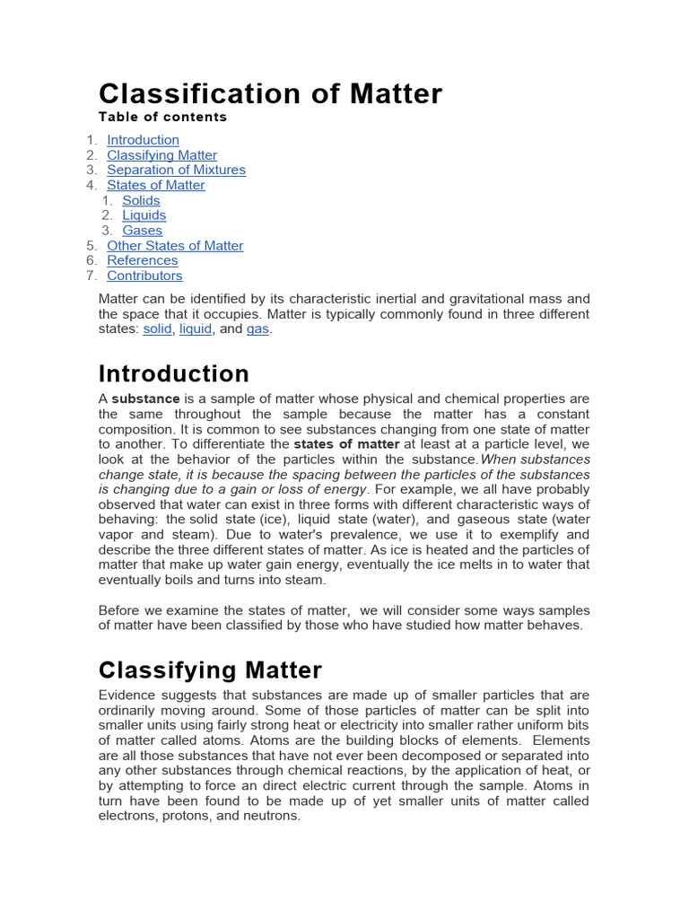 Classification of Matter | PDF | Mixture | Gases