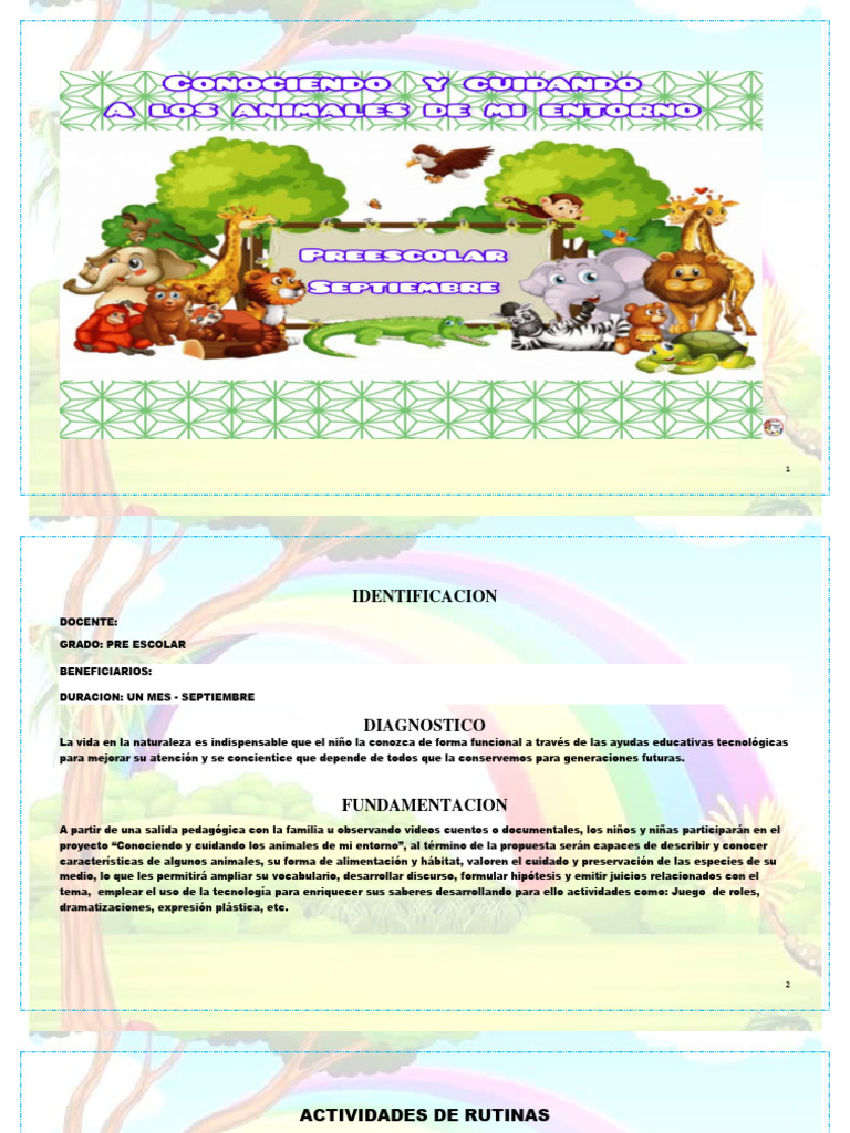 Unidad Didactica Septiembre Los Animales P.E. | PDF | Aves | Canciones