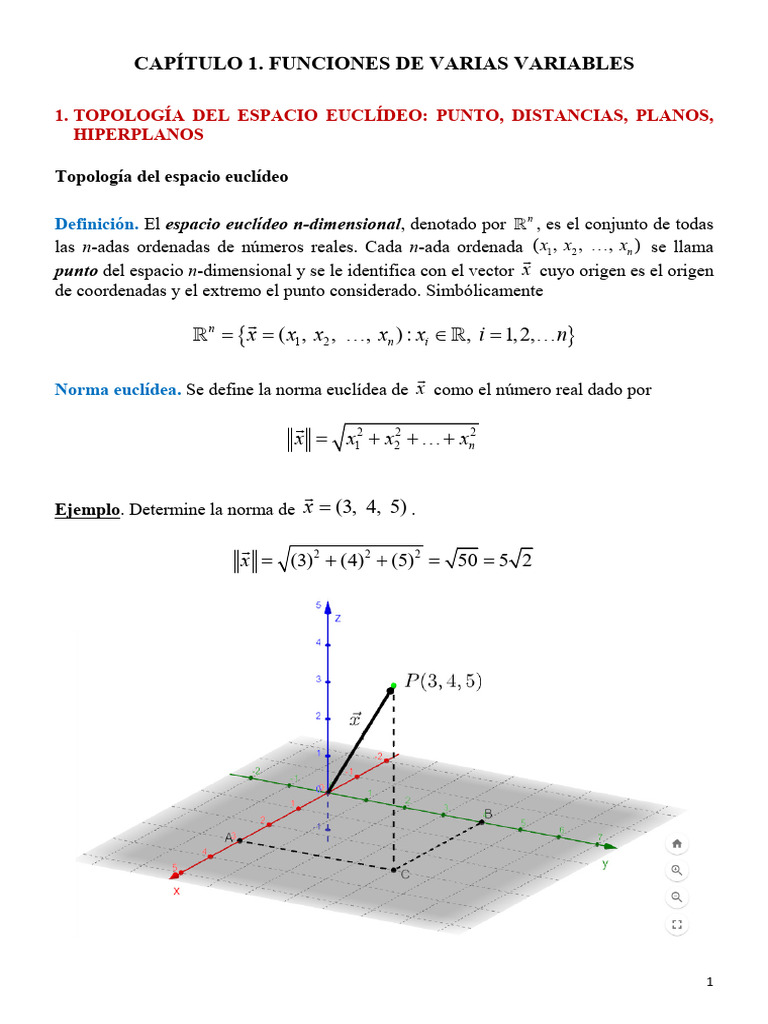 Topología y Funciones Multivariables | PDF | Función (Matemáticas) | Norma (Matemáticas)