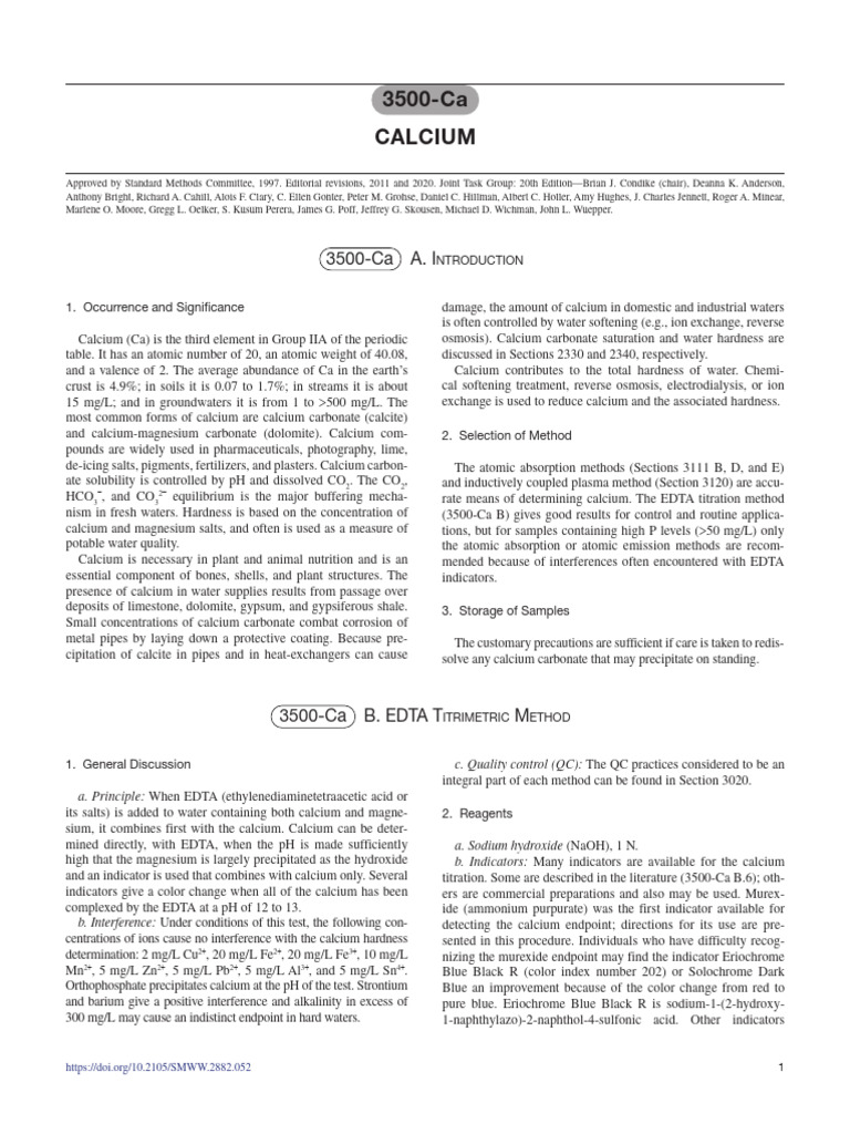 SMWW 3500-Ca | PDF | Titration | Chemistry