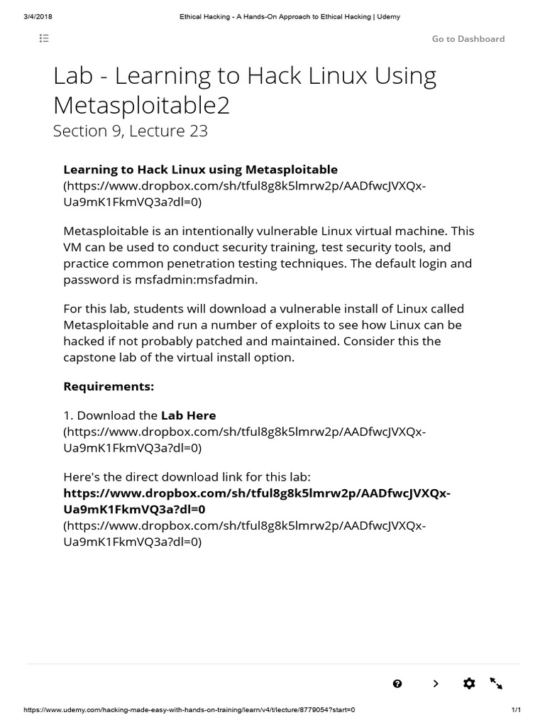 28-Lab - Learning To Hack Linux Using | PDF