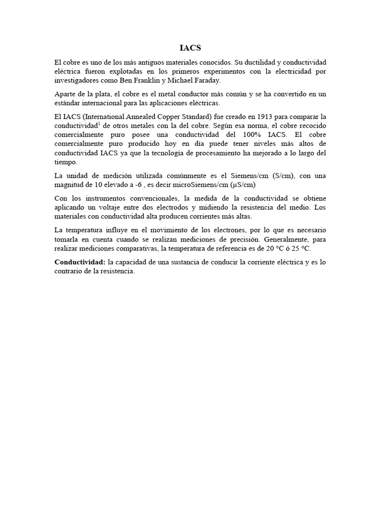 Conductividad del Cobre y IACS | PDF | Ciencias sociales | Tecnología