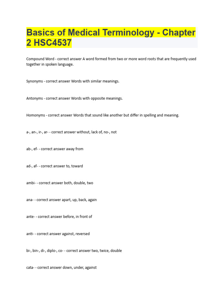 Medical Terminology Basics Explained | PDF | Adjective | Noun