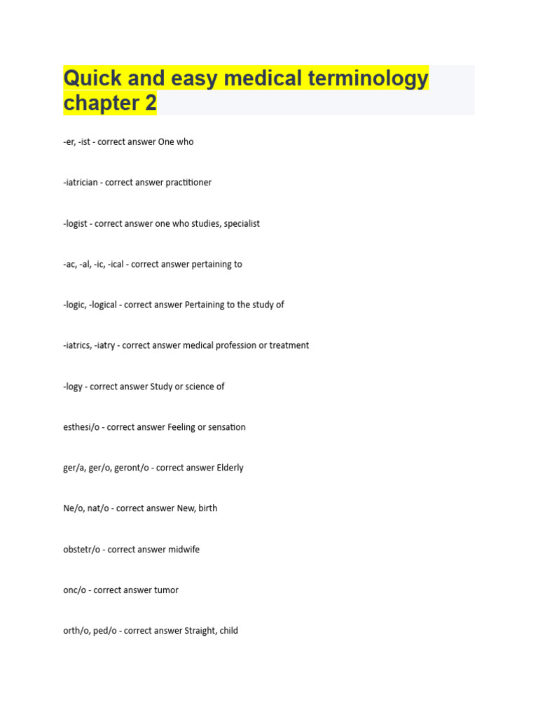 Quick and Easy Medical Terminology Chapter 2 | Download Free PDF ...