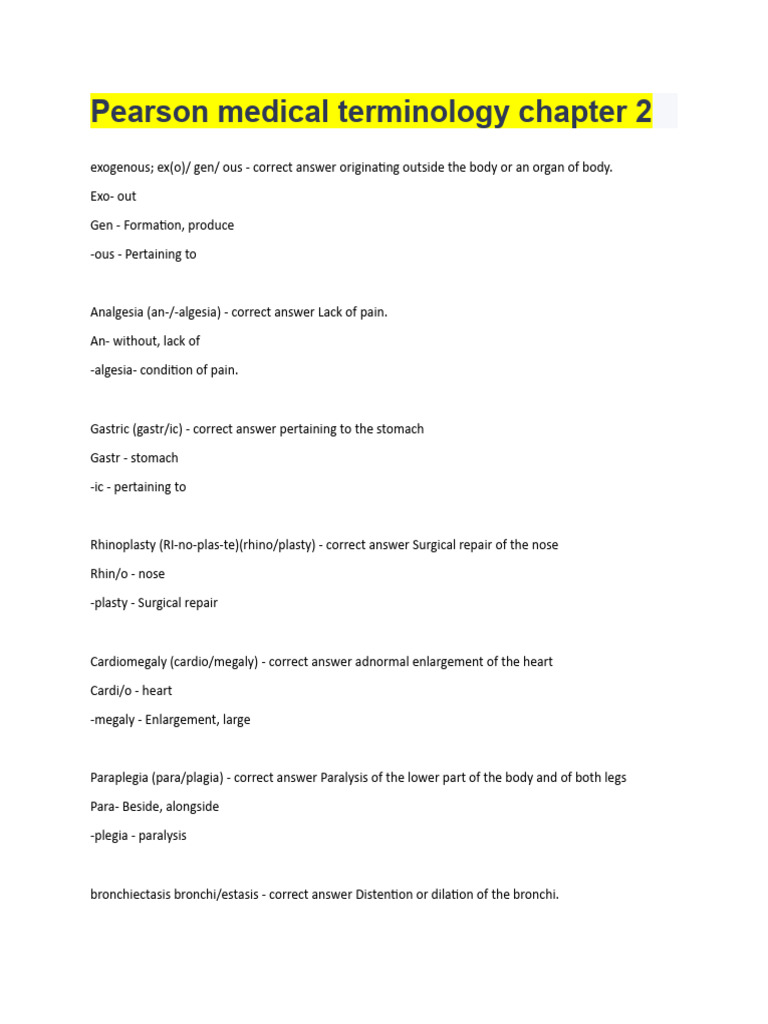 Pearson Medical Terminology Chapter 2 | PDF | Injury | Vein